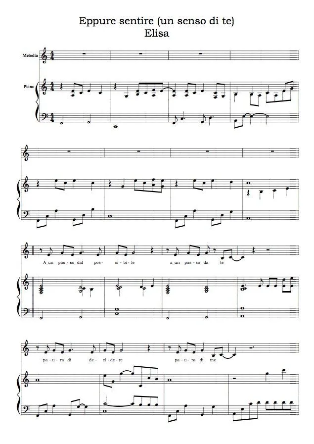 Elisa (Italy) Eppure sentire Sheet Music Downloads